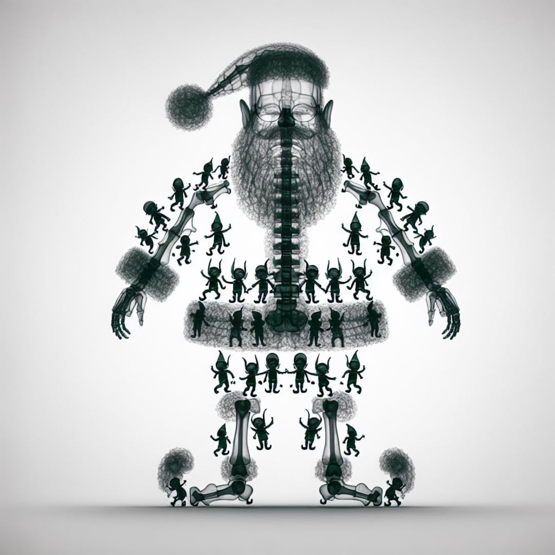 Santa Claus X-ray Elf Powered Funny Christmas Decoration Print at Home ...