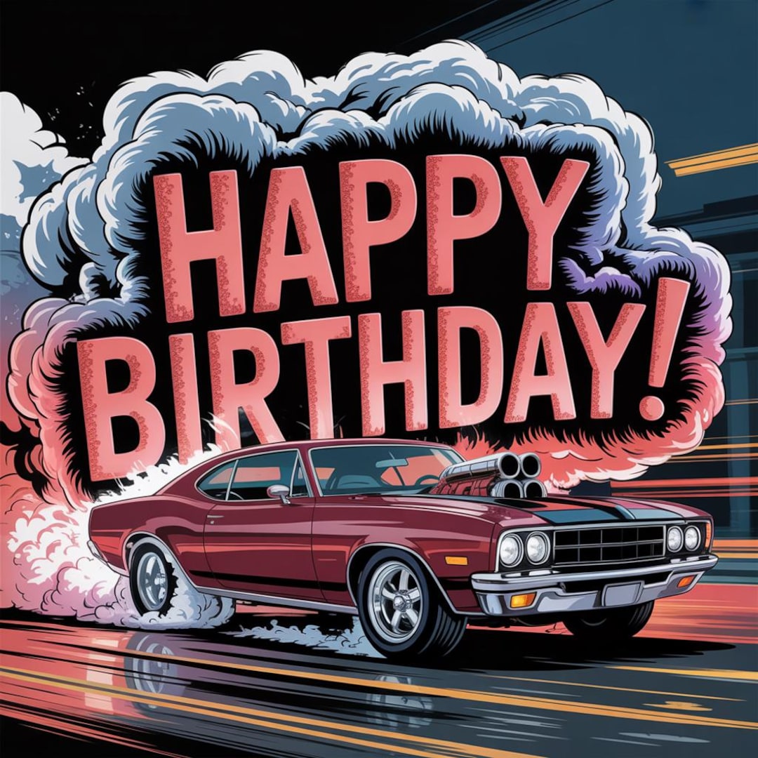 Red Muscle Car Birthday Print: Classic Auto Art (digital Download - Etsy