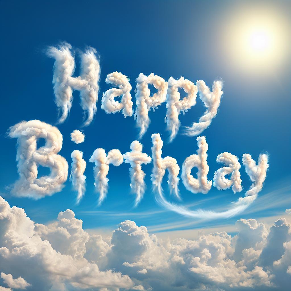 Happy Birthday in Clouds Sky Bright Instant Downloadable, Digital ...