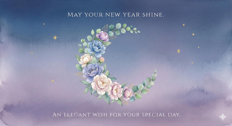 Floral Moon Birthday Card Print, Celestial Wreath Printable Decor ...