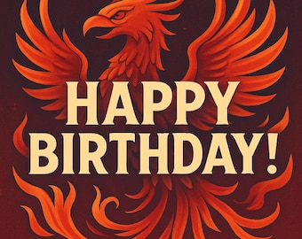 Phoenix Happy Birthday Art Print: Fiery Firebird Mythology Decor ...