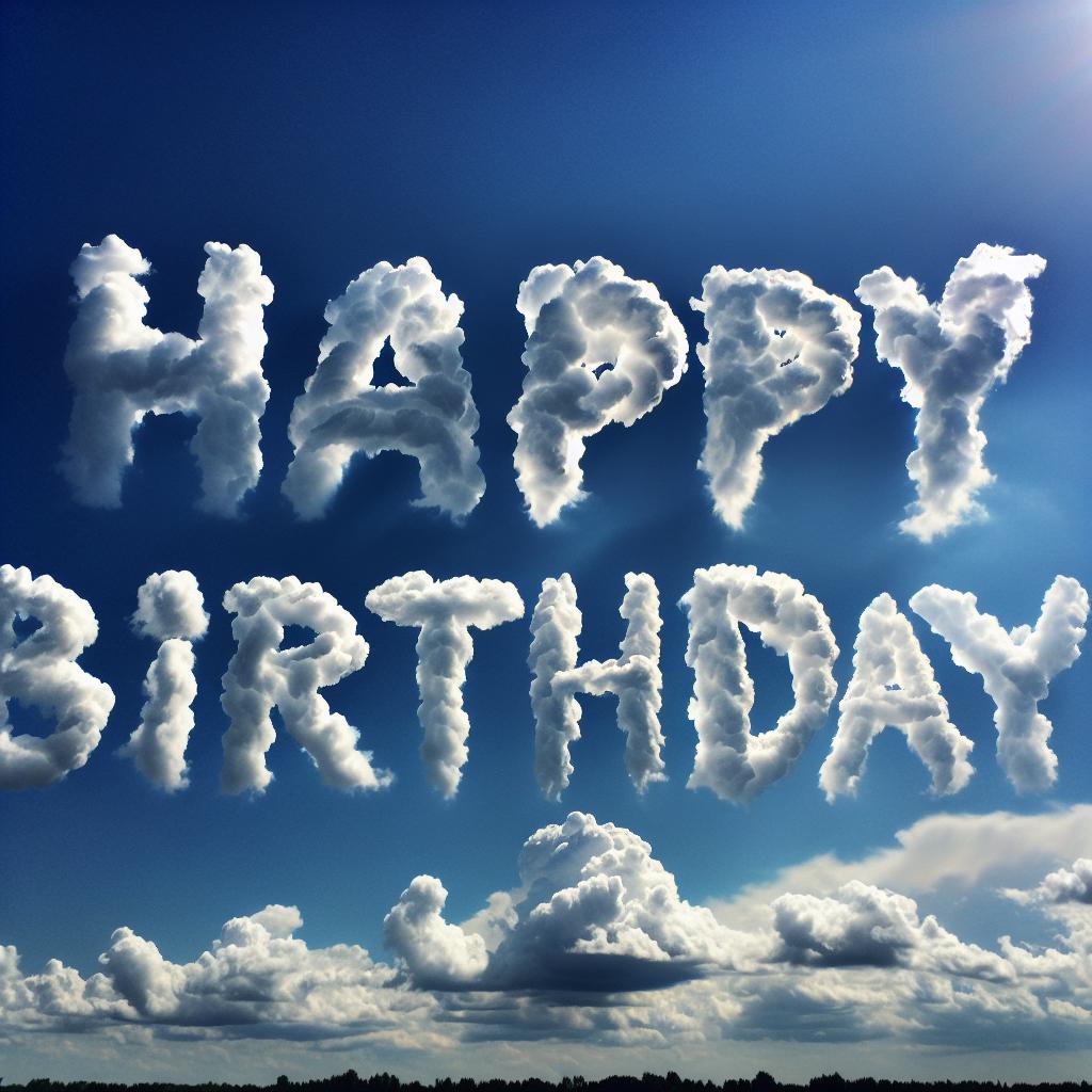 Happy Birthday in Clouds Sky Bright Instant Downloadable, Digital ...
