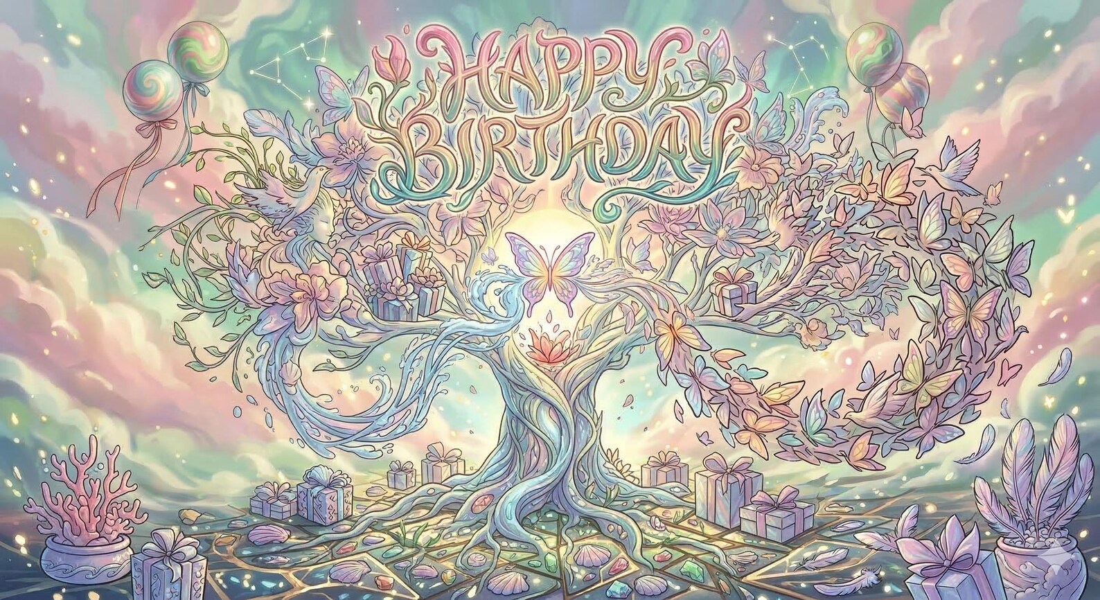 Animated Tree of Life Birthday Video – Ethereal Butterflies, Pastel ...
