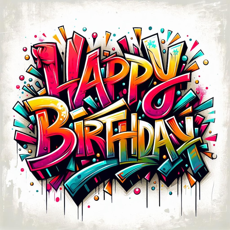 Happy Birthday Graffiti Instant Downloadable, Digital Download Poster ...