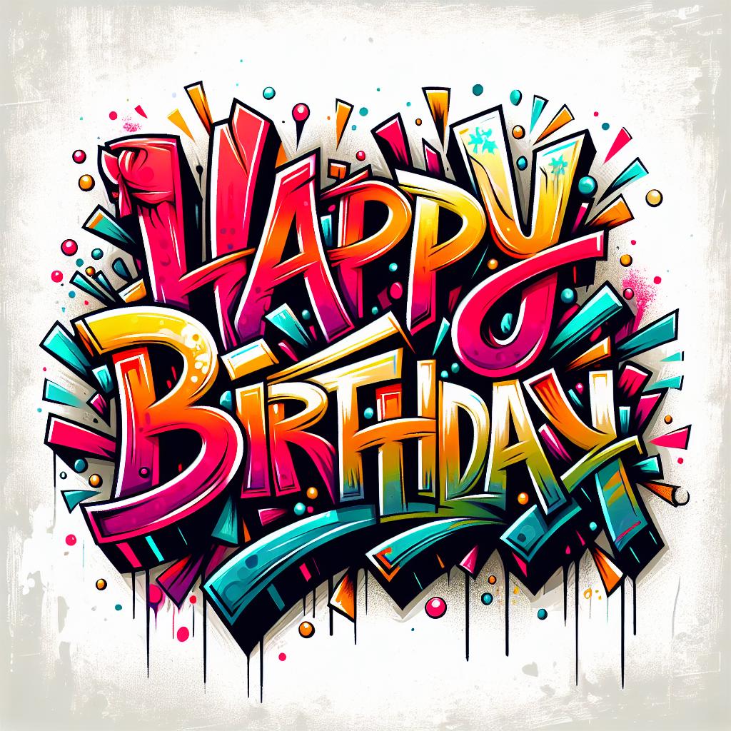 Happy Birthday Graffiti Instant Downloadable, Digital Download Poster ...