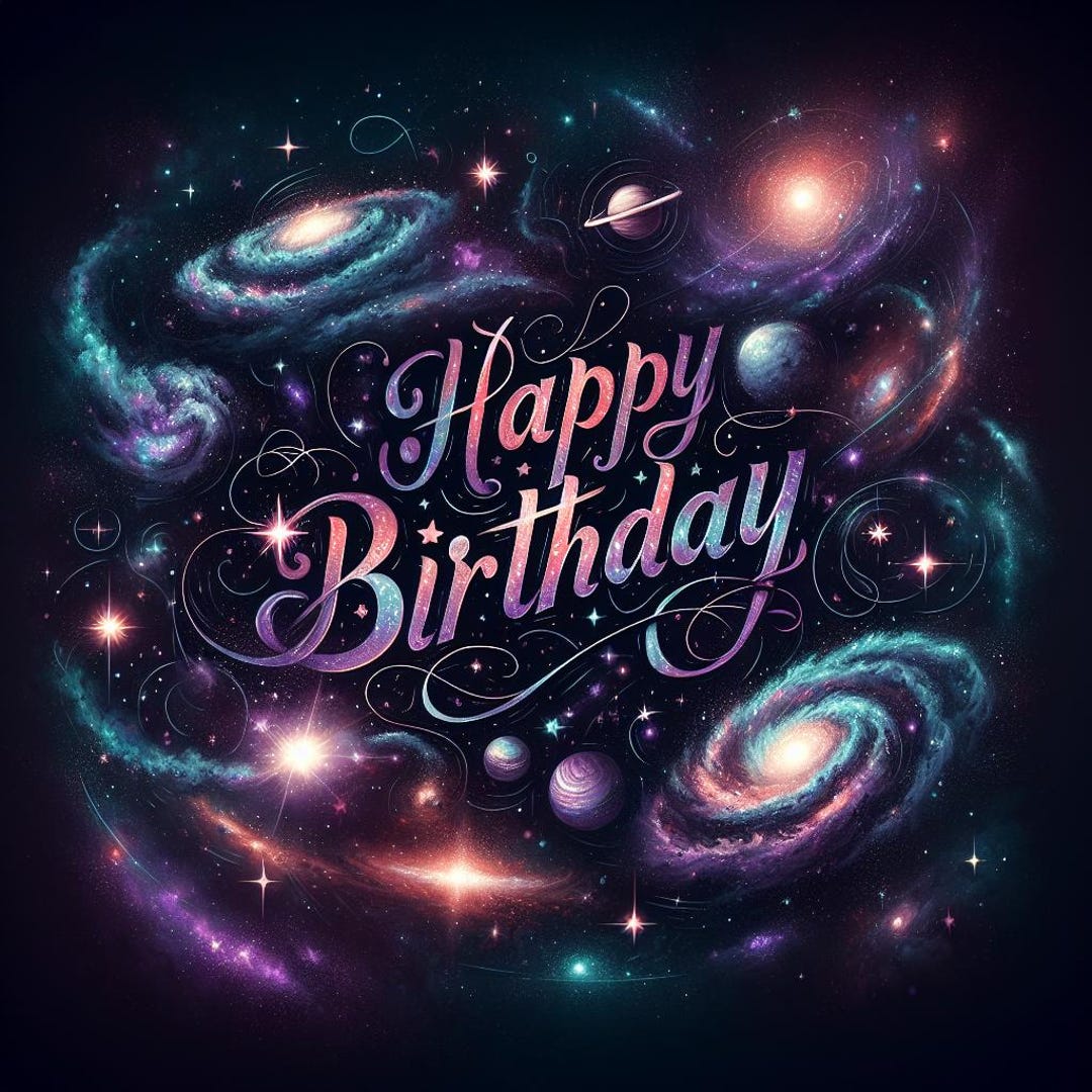Happy Birthday Space Digital Text Art Print at Home Instant ...