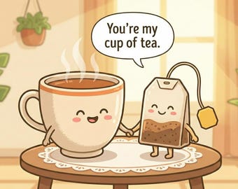 Tea Lover Card, You're My Cup of Tea Pun, Anniversary Gift (digital ...