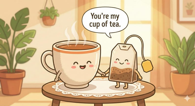 Funny Valentine Card, You're My Cup of Tea Pun, Anniversary Gift ...