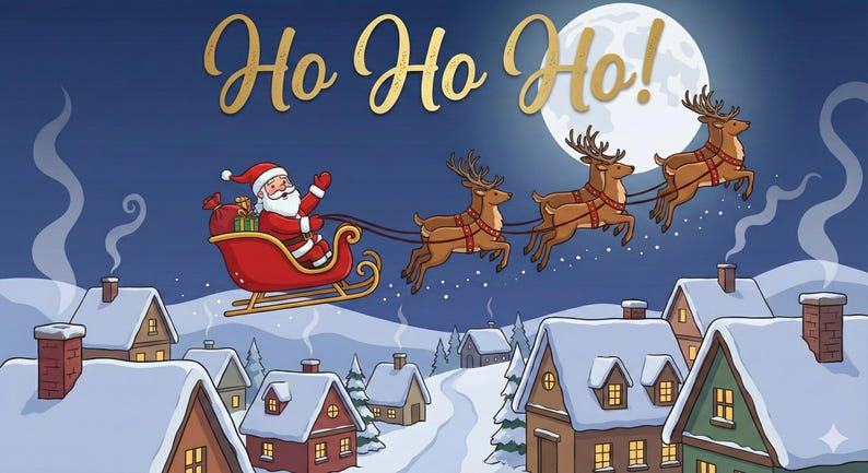 Animated Santa Sleigh Christmas Ecard Video | Digital Holiday Greeting ...