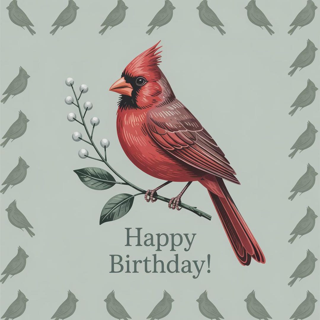 Cardinal Happy Birthday Banner, Red Bird Printable Party Decor (digital ...