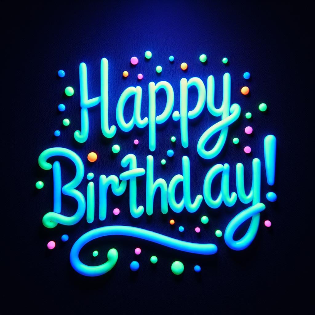 Neon Birthday Card Blacklight Print: Fluorescent Glow Party Decor ...