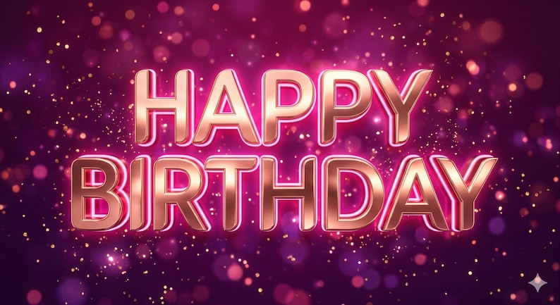 Pink Happy Birthday Card Print | Sparkle Bokeh Party Decor Printable ...