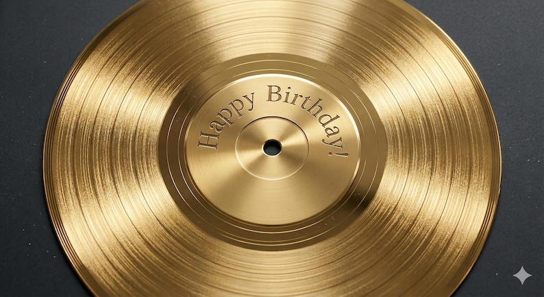 Gold Vinyl Record Birthday Bundle | Animated Ecard, Digital Print (MP4 ...