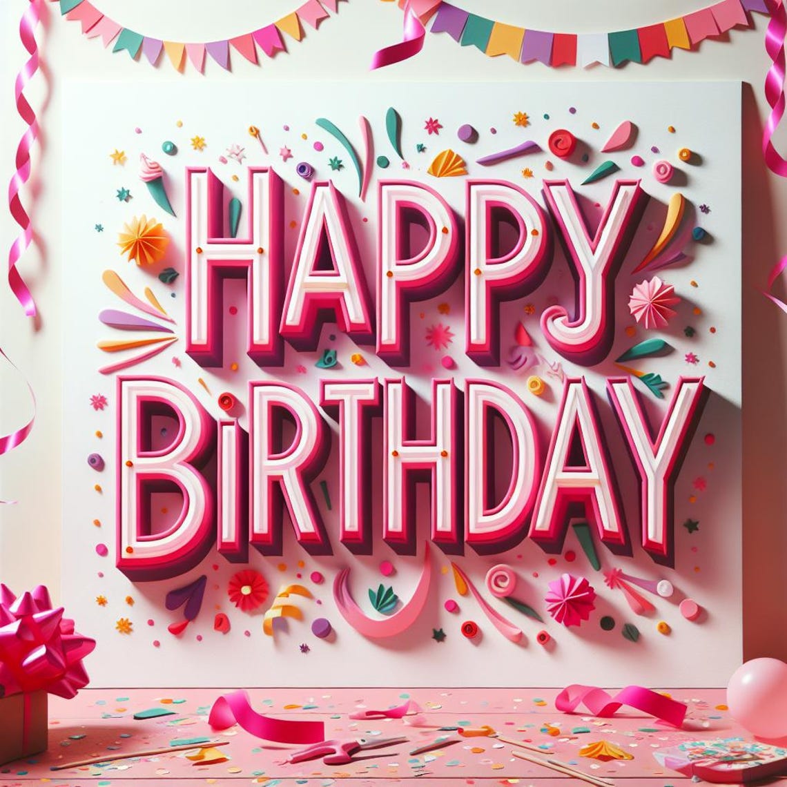 Pink Happy Birthday Sign: Girls Bday Party Decor (digital Download) - Etsy