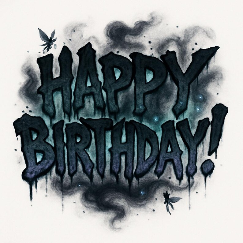 Spooky Horror Graffiti Shadowy Happy Birthday Prints - Digital ...