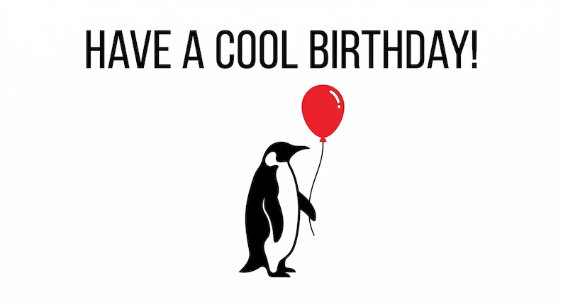 Penguin Birthday Card Print | Have A Cool Bday Minimalist Silhouette ...
