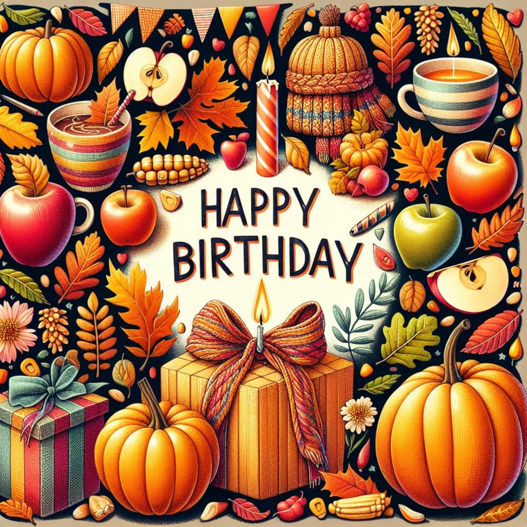 Happy Birthday Collage Fall Festive Theme Autumn Born Babies Pumpkin ...