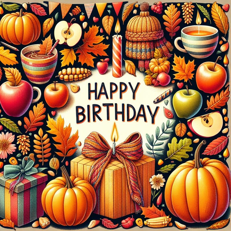 Happy Birthday Collage Fall Festive Theme Autumn Born Babies Pumpkin ...