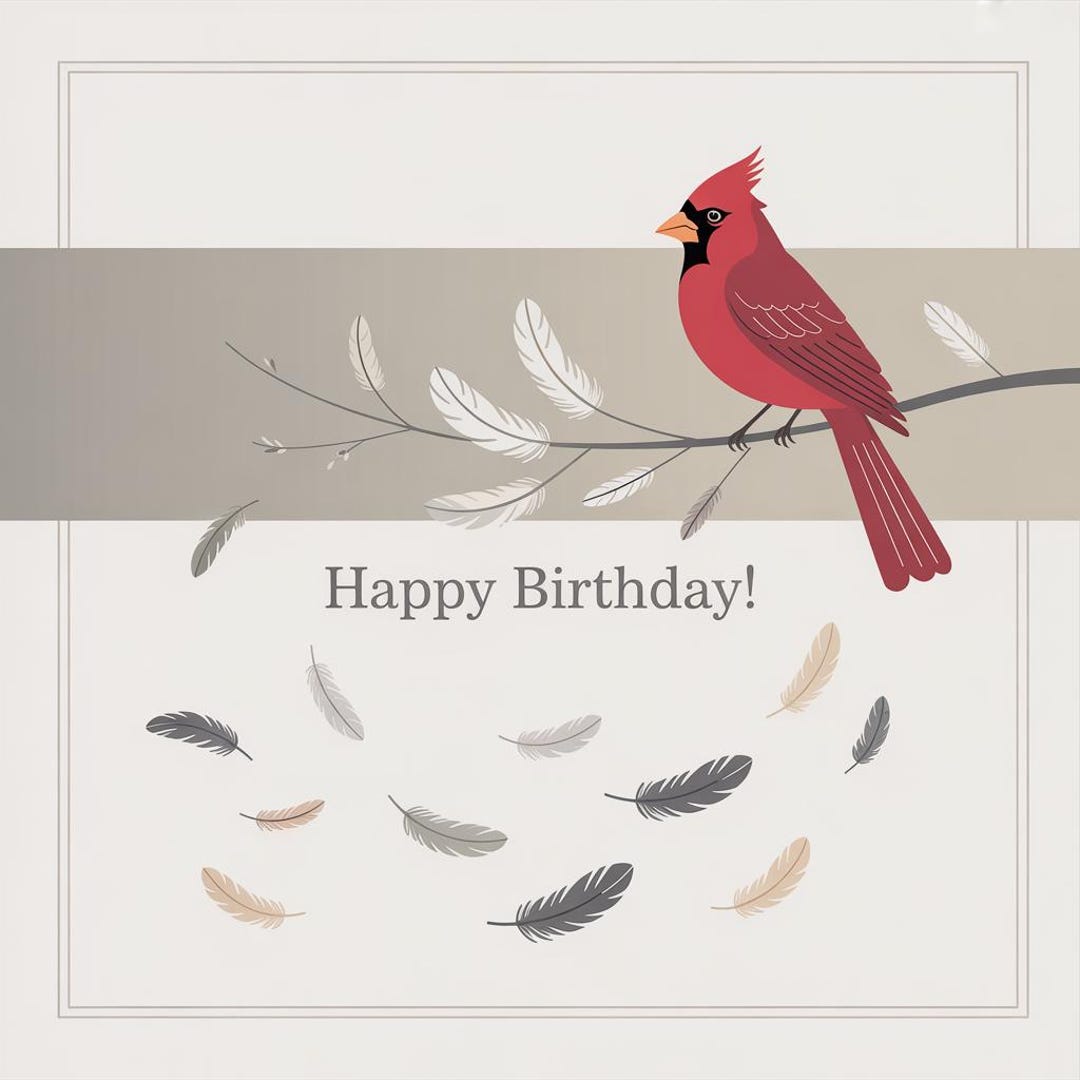 Cardinal Happy Birthday Printable Banner Sign Party Decor, Minimalism ...