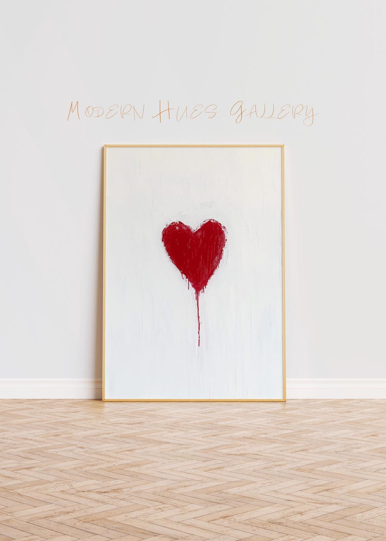Heart Drip Art – Minimalist Love Painting – Modern Decor – Modern Heart ...