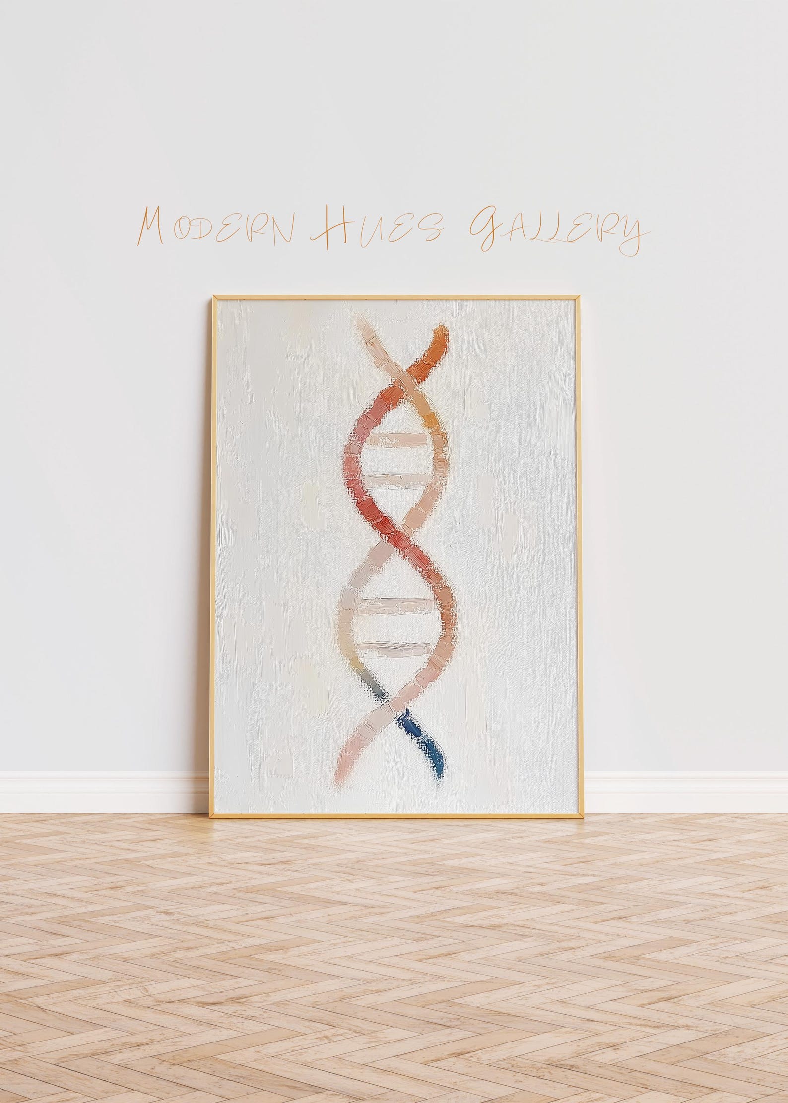 Minimalist DNA Art Print – Abstract Double Helix Painting – Modern ...