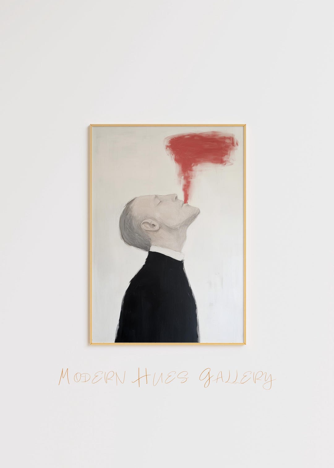 Abstract Man With Red Smoke Art – Modern Expressionist Painting ...