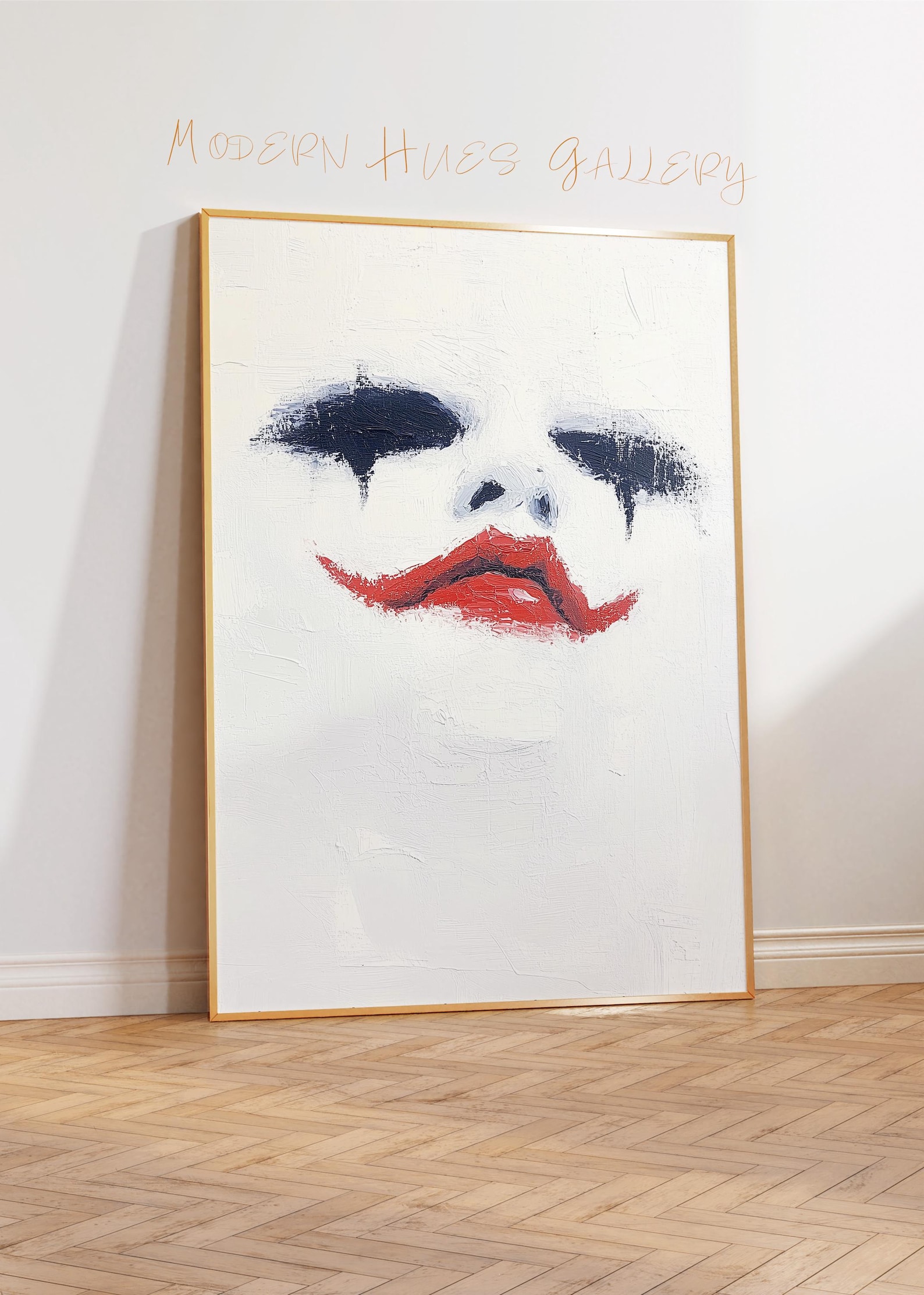 Abstract Face Art Print – Modern Clown Painting – Bold Red Lips Wall ...
