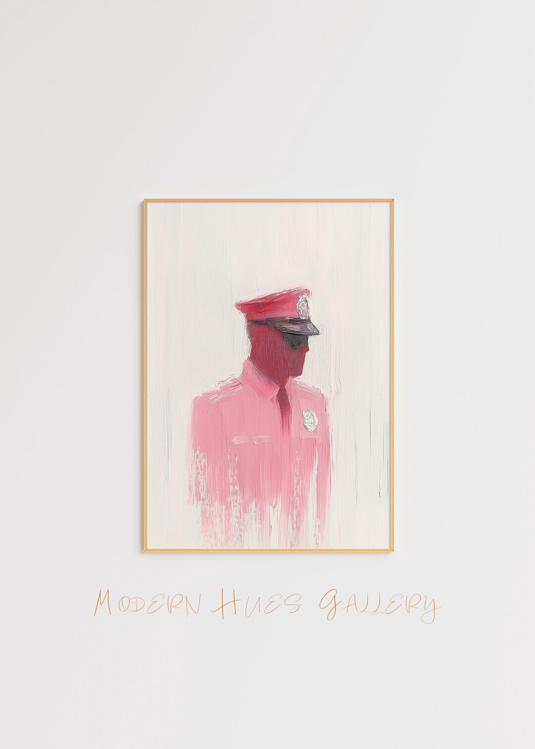 Abstract Police Officer Art – Minimalist Red Uniform Print – Modern Law ...