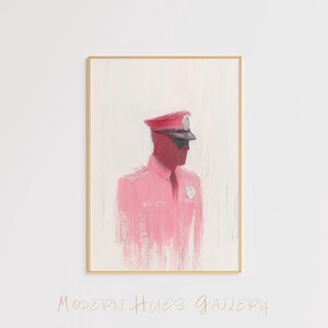 Abstract Police Officer Art – Minimalist Red Uniform Print – Modern Law ...