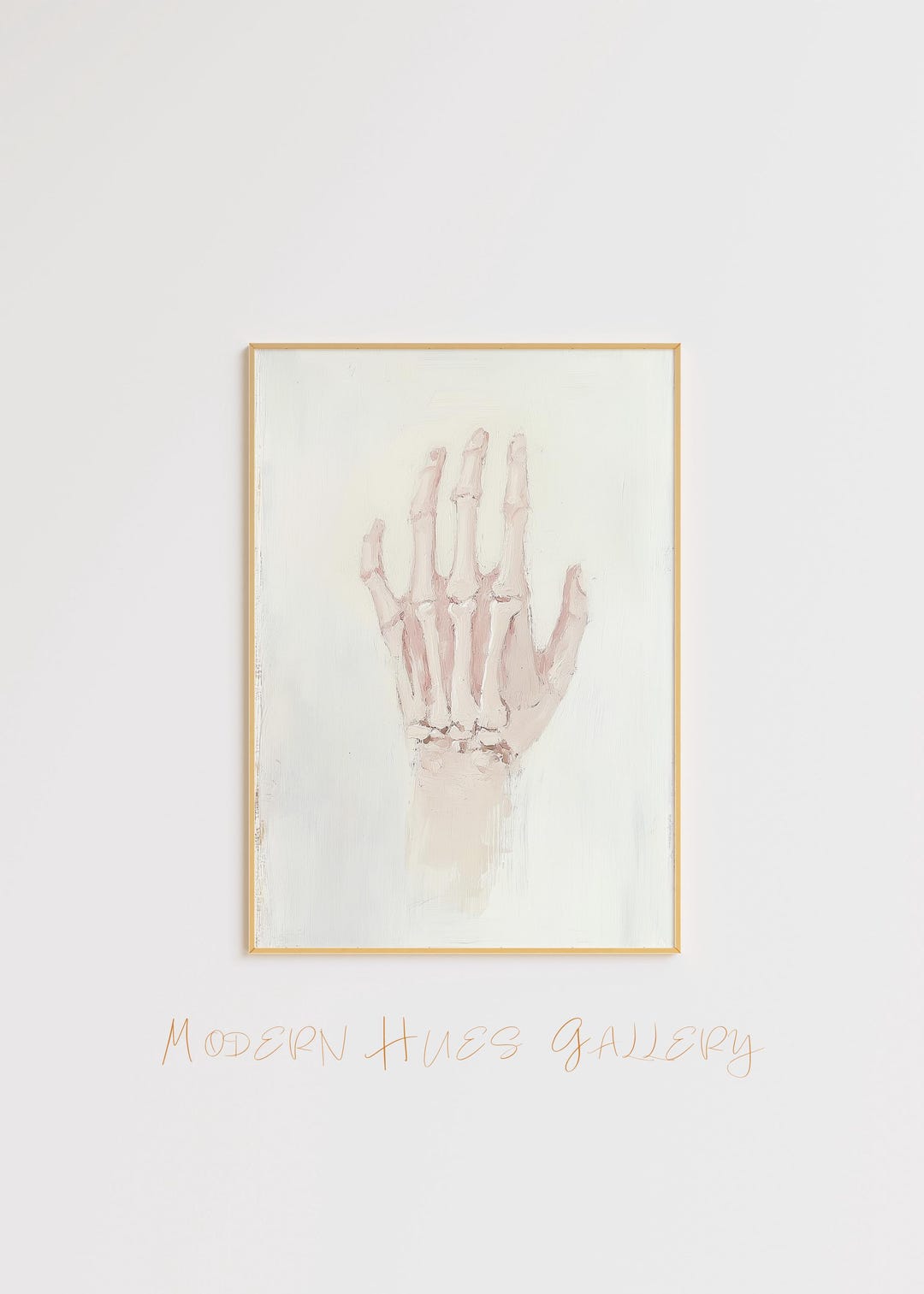 Skeleton Hand Painting – Minimalist Bone Art Print – Anatomical Hand ...
