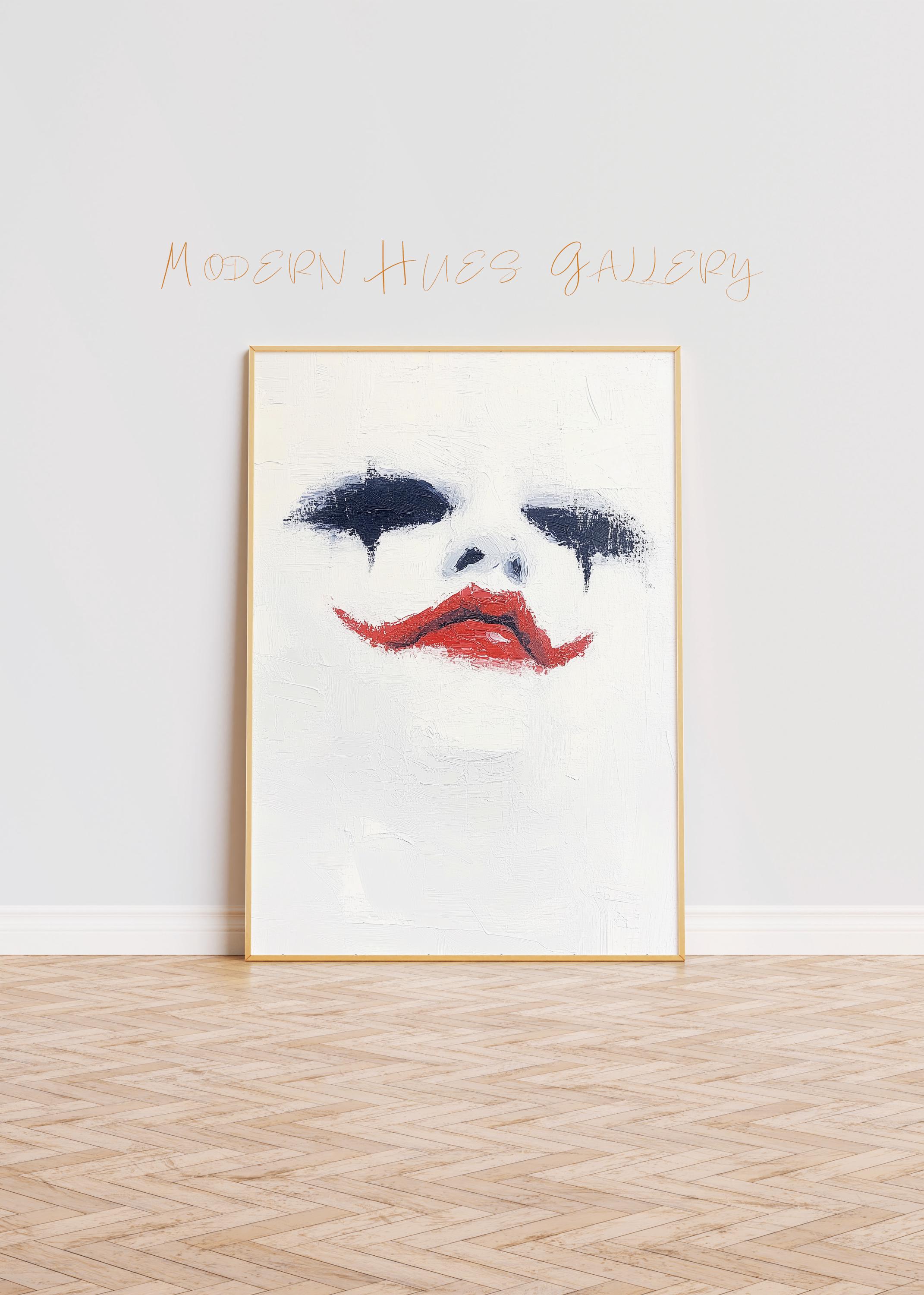 Abstract Face Art Print – Modern Clown Painting – Bold Red Lips Wall ...
