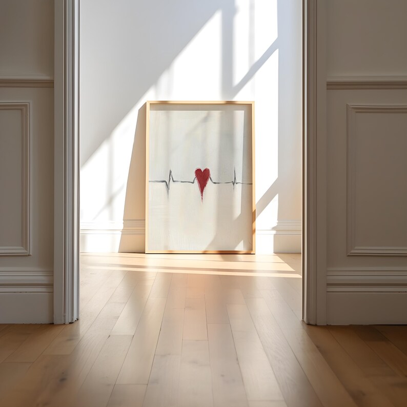Heart Beat Art Print – Modern Heart Wall Art – Minimalist EKG Love ...