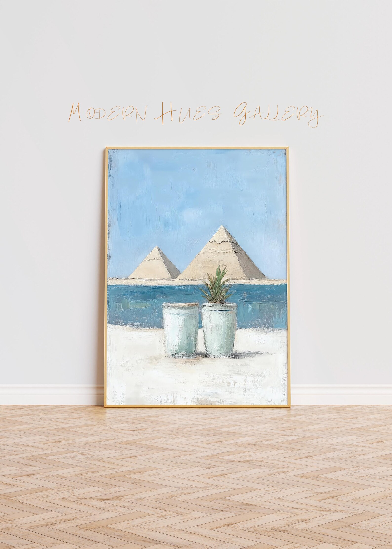 Minimalist Pyramid Landscape Wall Art - Elegant Egypt Themed Poster ...