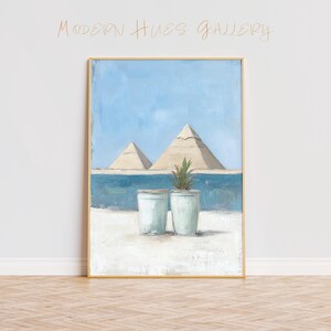 Minimalist Pyramid Landscape Wall Art - Elegant Egypt Themed Poster ...