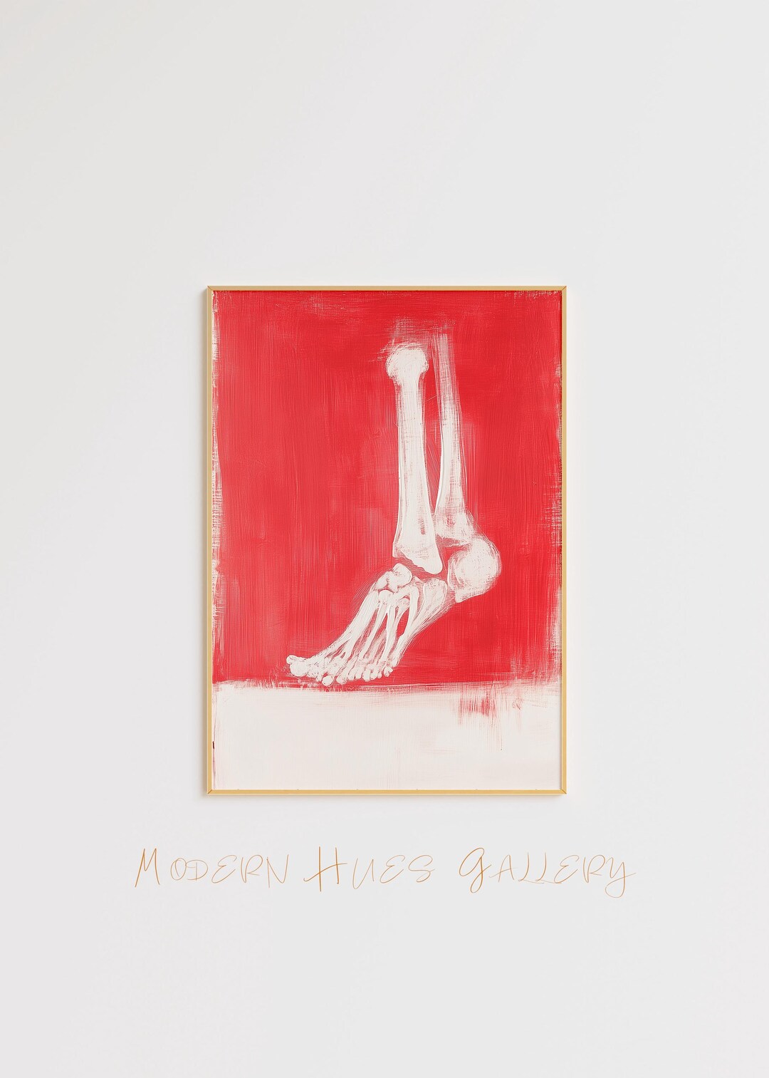 Modern Anatomy Foot Art – Skeleton Foot Print – Red and White ...