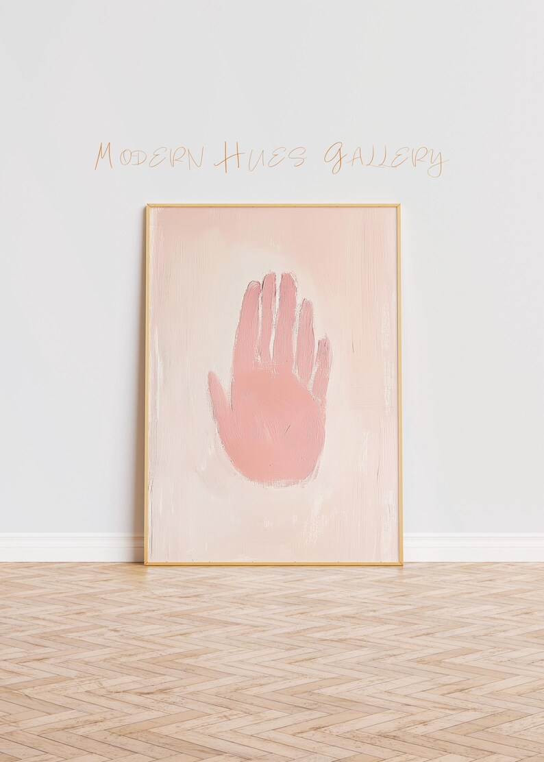 Minimalist Hand Art Print – Abstract Pink Hand Painting – Modern Boho ...