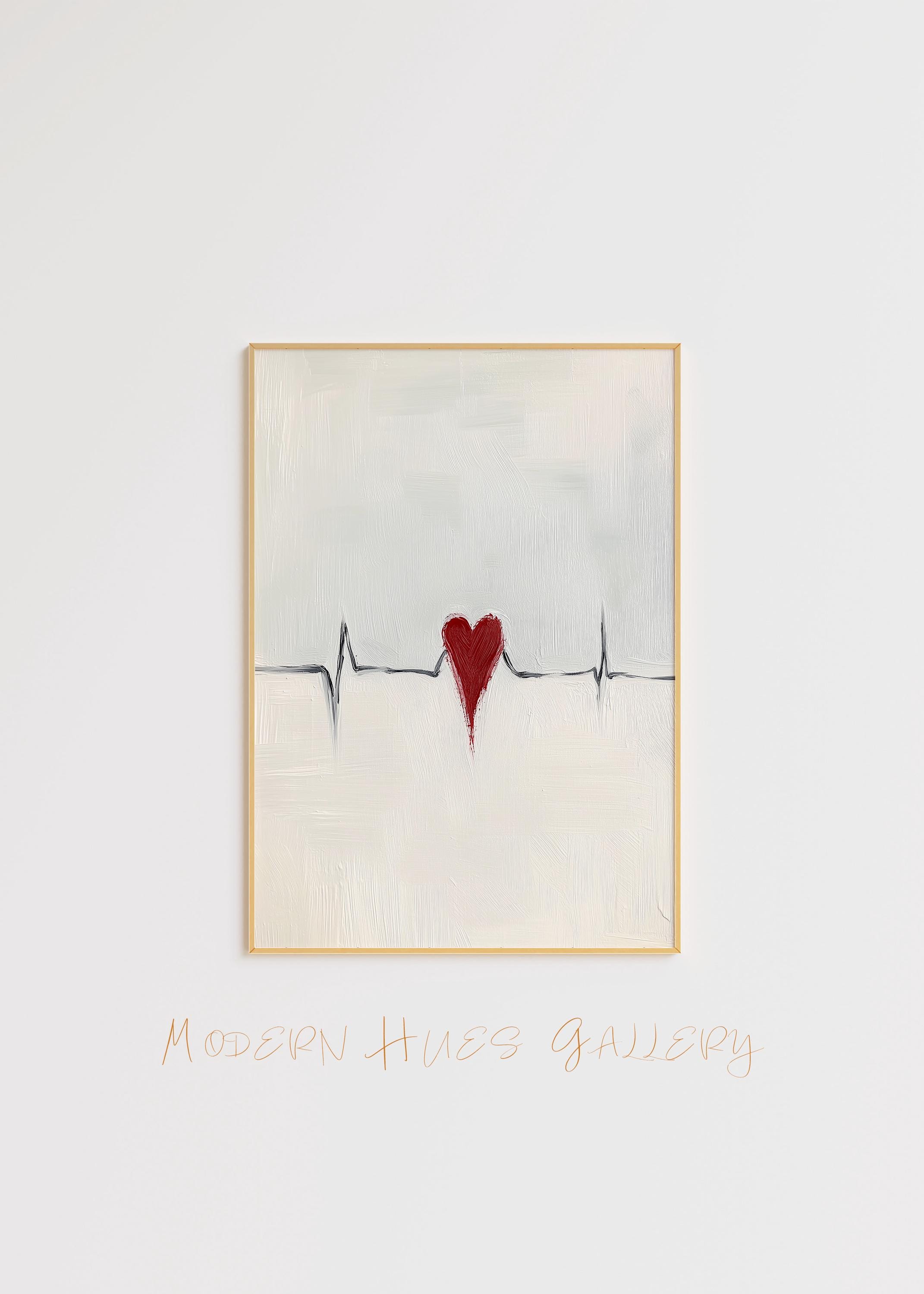 Heart Beat Art Print – Modern Heart Wall Art – Minimalist EKG Love ...