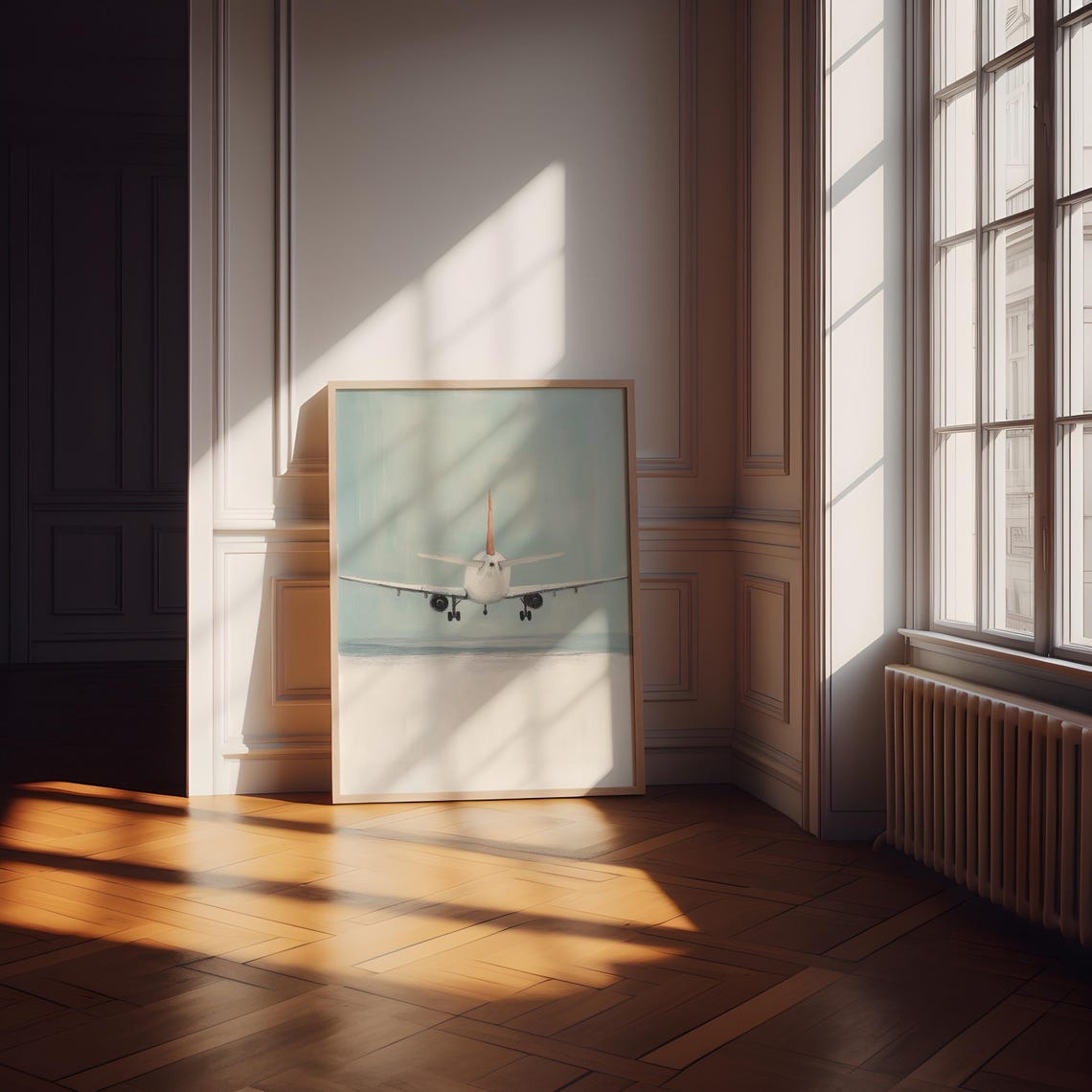 Airplane Art Print – Minimalist Aviation Painting Modern Travel Wall ...