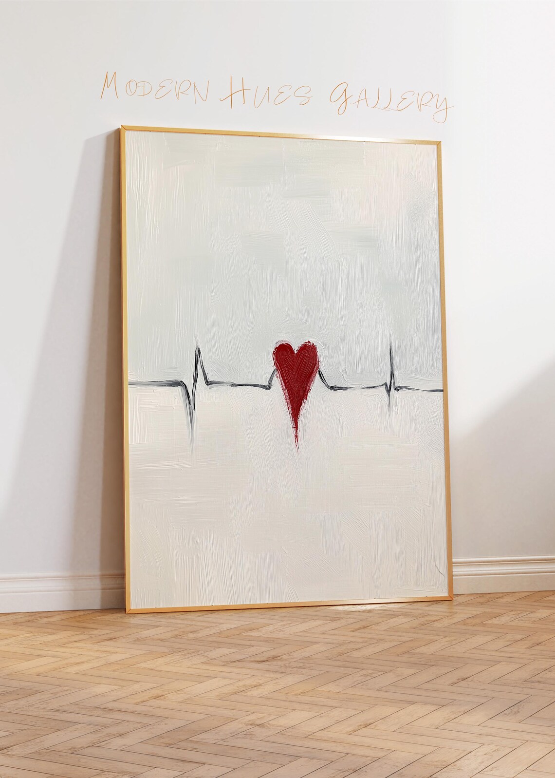 Heart Beat Art Print – Modern Heart Wall Art – Minimalist EKG Love ...