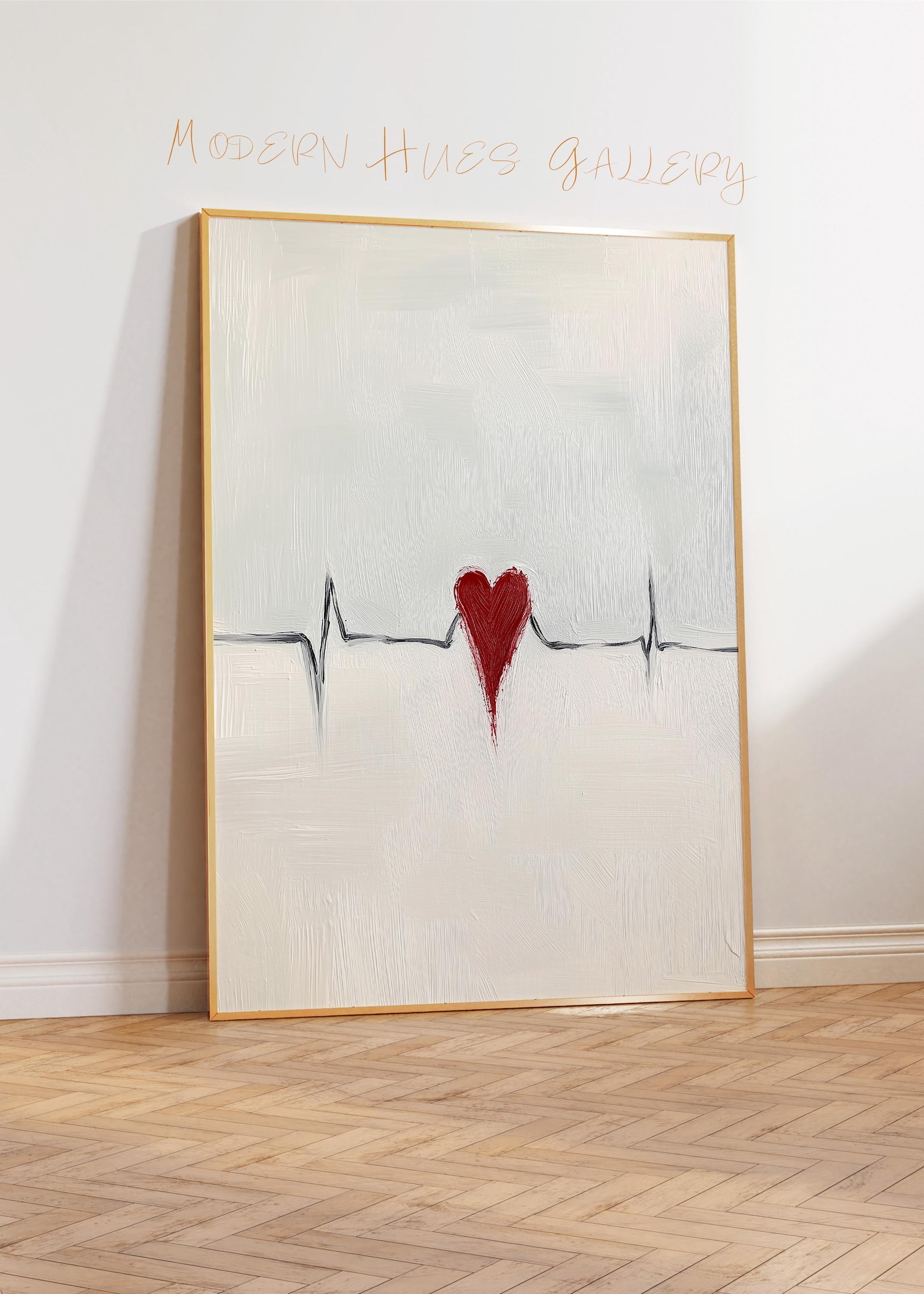 Heart Beat Art Print – Modern Heart Wall Art – Minimalist EKG Love ...