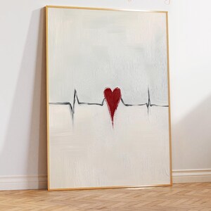 Heart Beat Art Print – Modern Heart Wall Art – Minimalist EKG Love ...