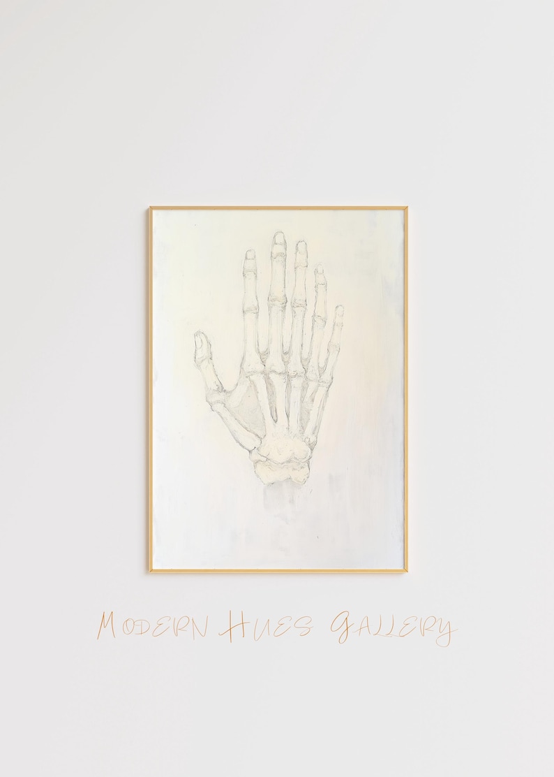 Anatomical Skeleton Hand Art – Minimalist Bone Wall Decor – Medical ...