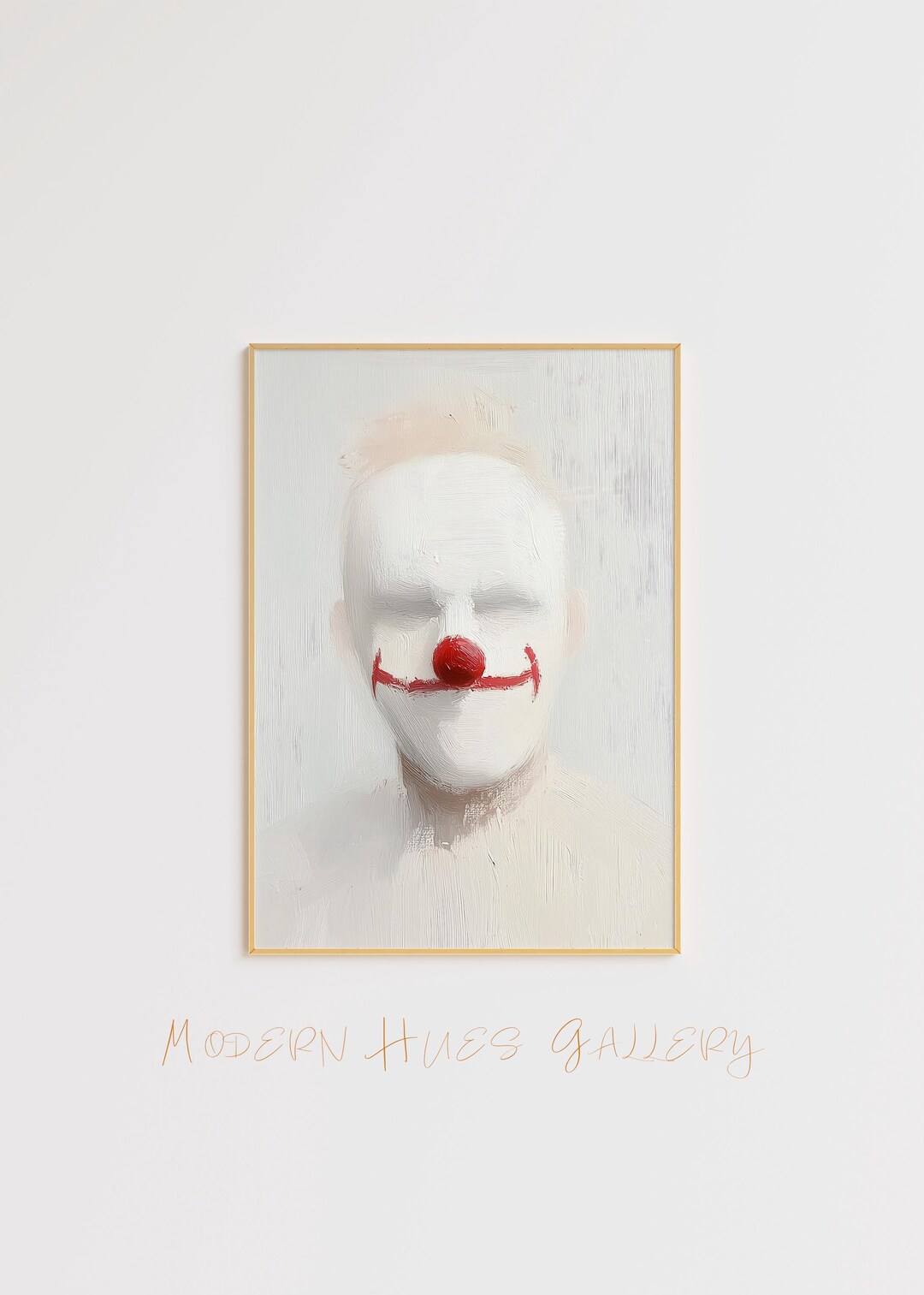 Modern Clown Portrait – Minimalist Face Art – Emotional Expression Wall ...