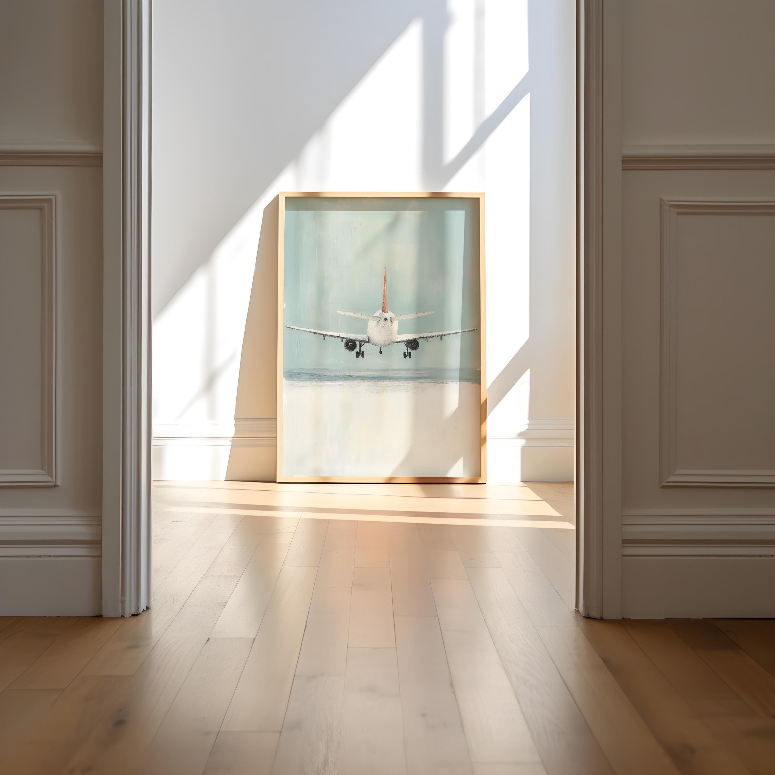Airplane Art Print – Minimalist Aviation Painting Modern Travel Wall ...