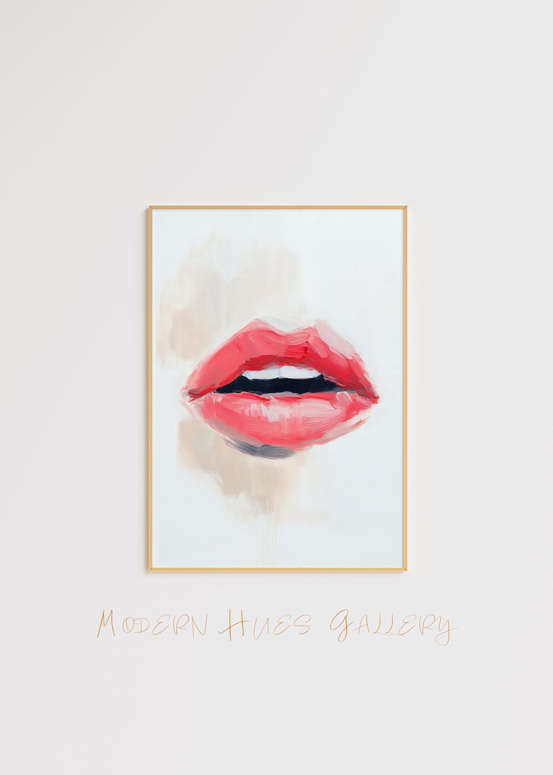 Red Lips Abstract Art – Minimalist Modern Wall Art, Bold Lip Print ...