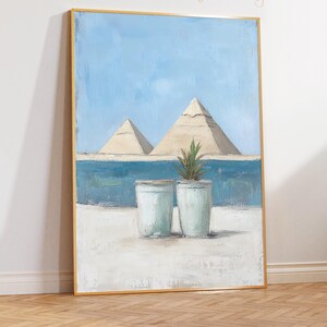 Minimalist Pyramid Landscape Wall Art - Elegant Egypt Themed Poster ...
