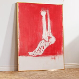 Modern Anatomy Foot Art – Skeleton Foot Print – Red and White ...