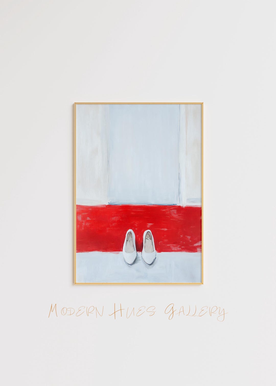 Minimalist Shoes Art Print – Abstract Shoes Painting – Modern Red and ...