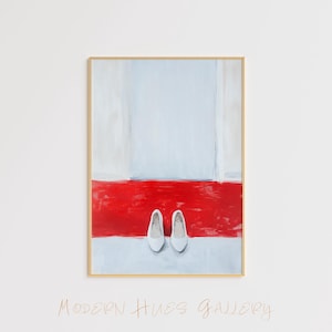 Minimalist Shoes Art Print – Abstract Shoes Painting – Modern Red and ...