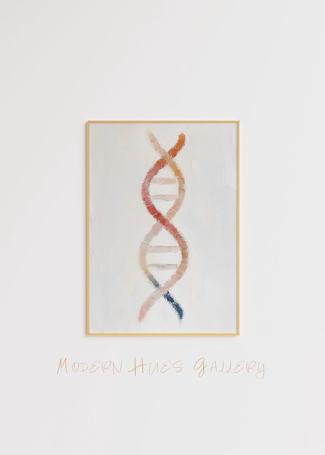 Minimalist DNA Art Print – Abstract Double Helix Painting – Modern ...